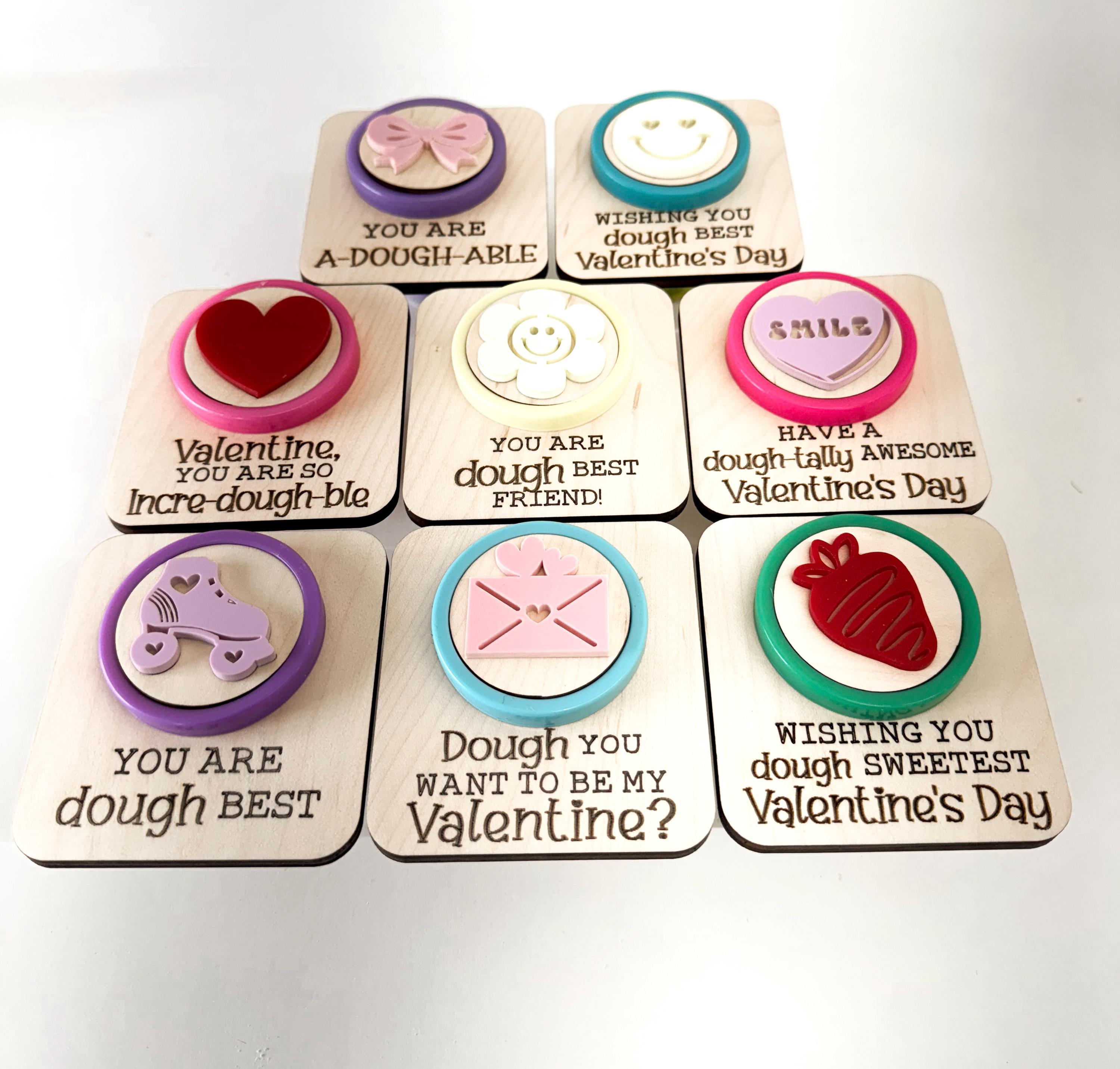 Cute Valentine's Day Play Dough Cards With Shape Stamps Laser Cut File ...