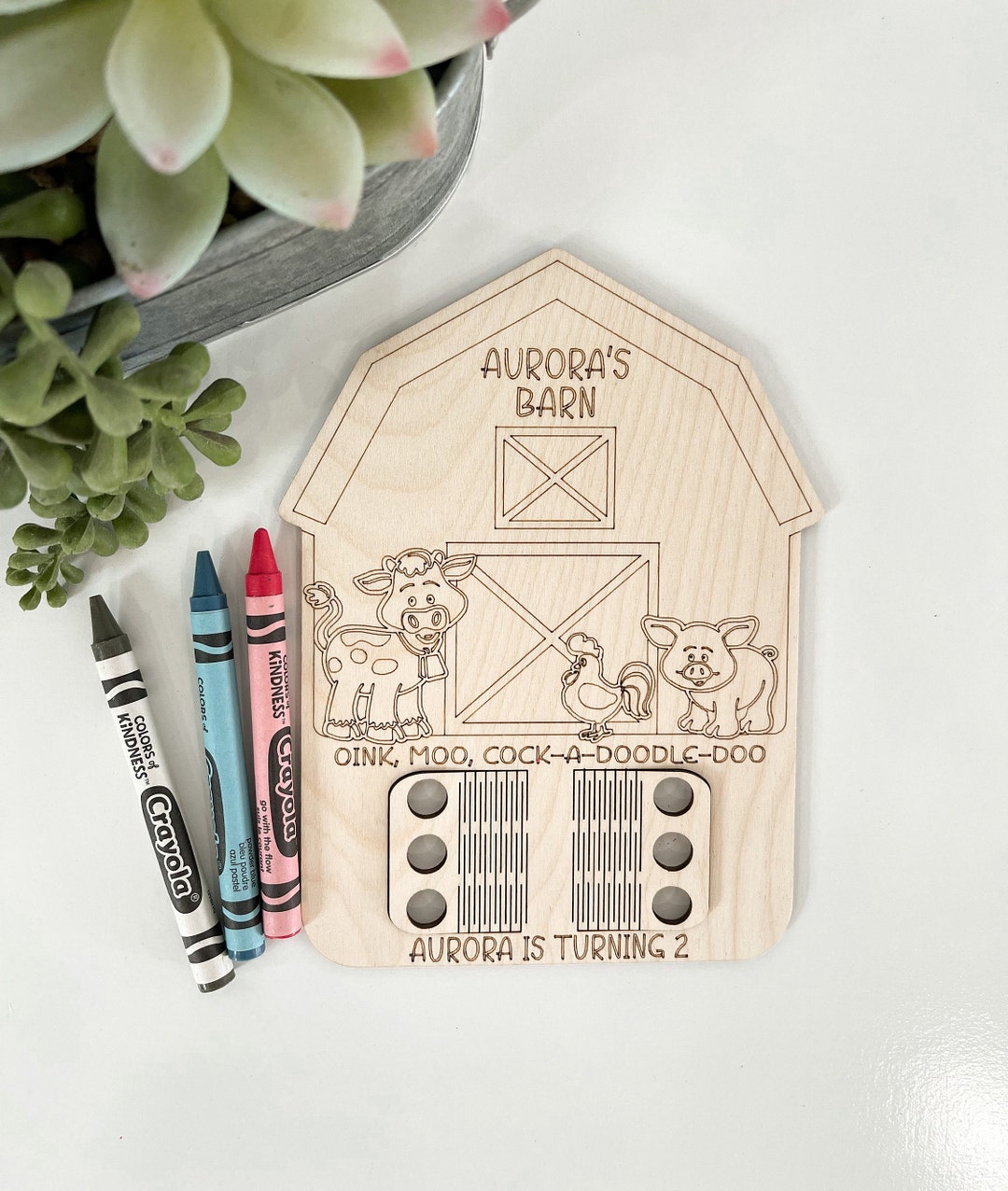 Cute Barn & Farm Animal Crayon Holder Coloring Card Laser Cut File ...