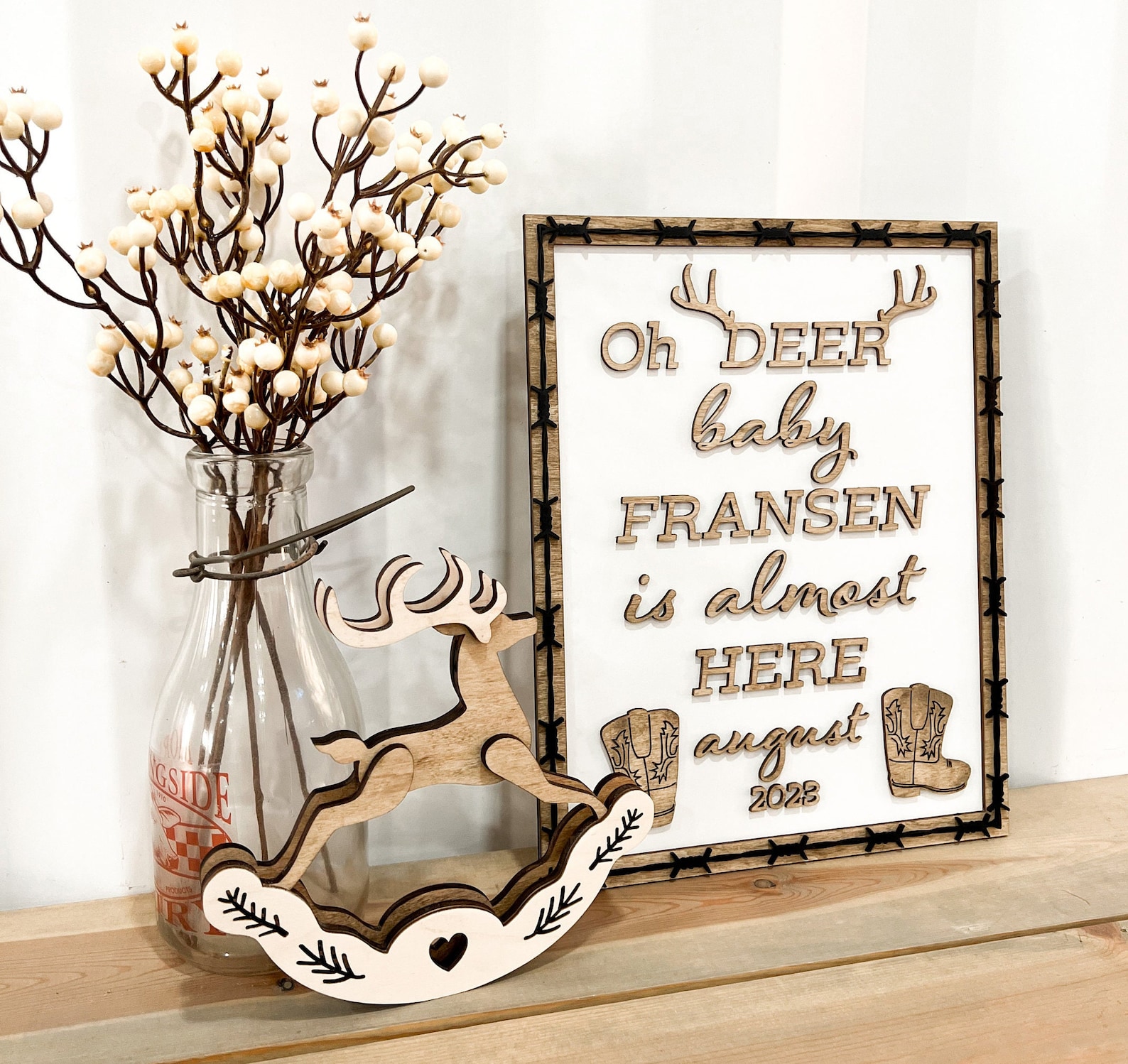 Cute Baby Announcement "oh Deer Baby is Almost Here" and Rocking Deer ...
