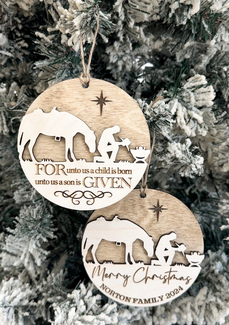 Cowboy Kneeling Nativity Christmas Ornament Laser Cut File | Jesus ...