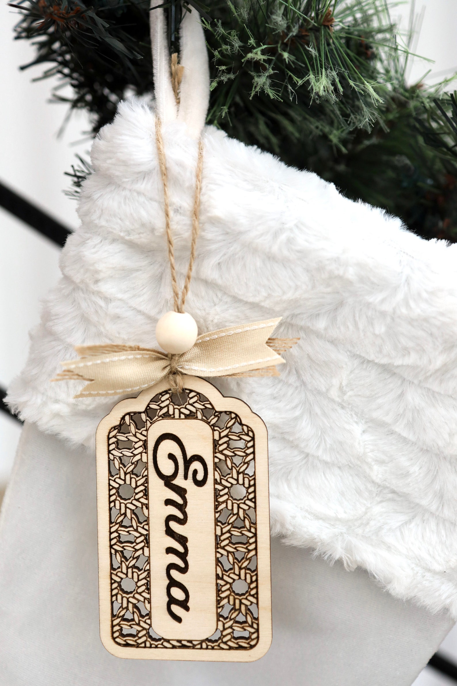 Cute Stocking Name Tags Laser Cut File | Cane Rattan, Basket Weave, and ...