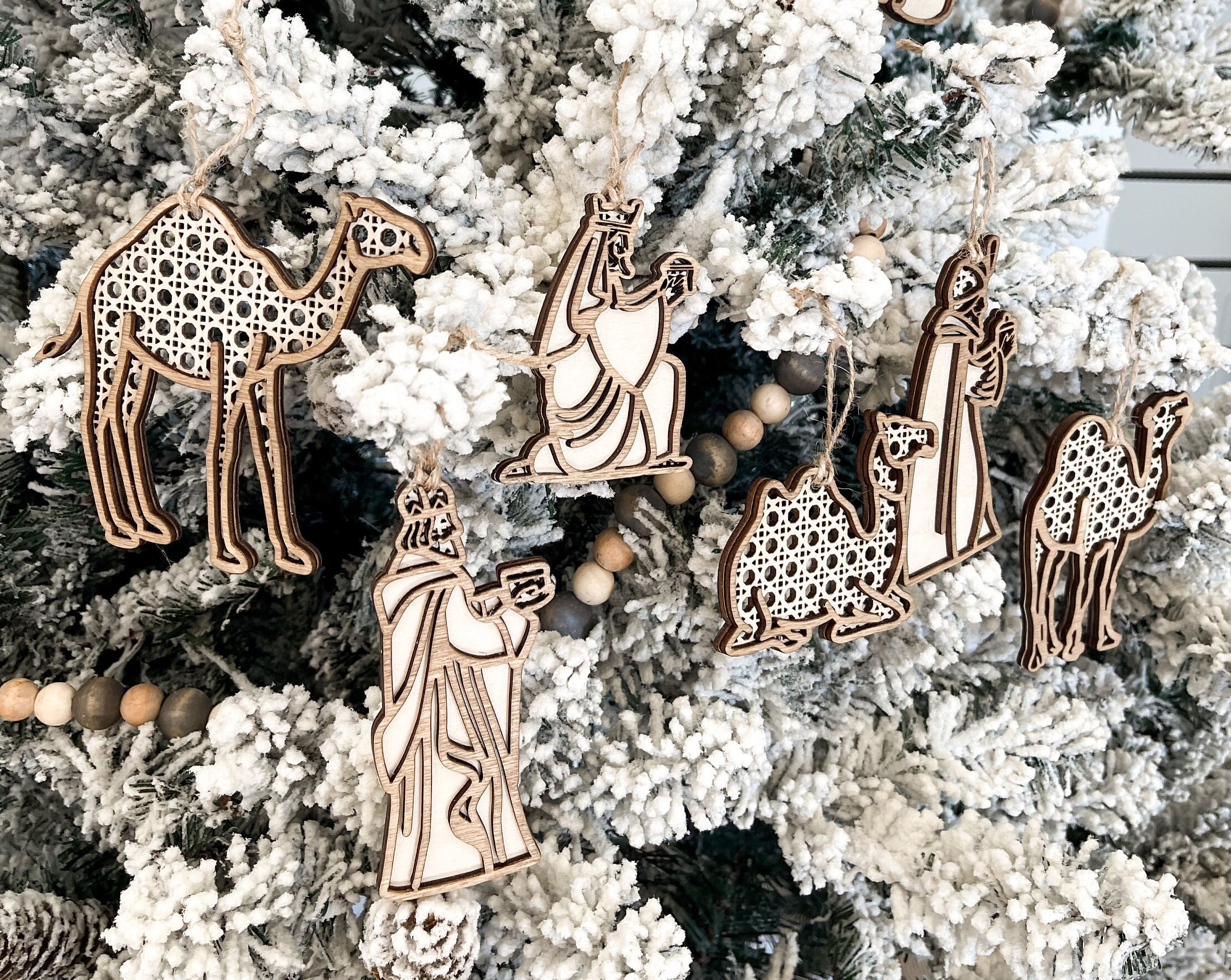 Rattan Nativity Christmas Tree Ornaments Laser Cut Digital - Etsy