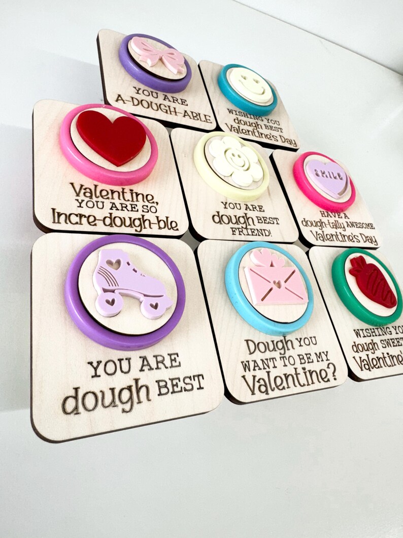 Cute Valentine's Day Play Dough Cards With Shape Stamps Laser Cut File ...