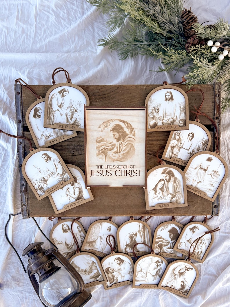 The Life Sketch of Jesus Christ Laser Cut Ornament Digital Files | 17 ...
