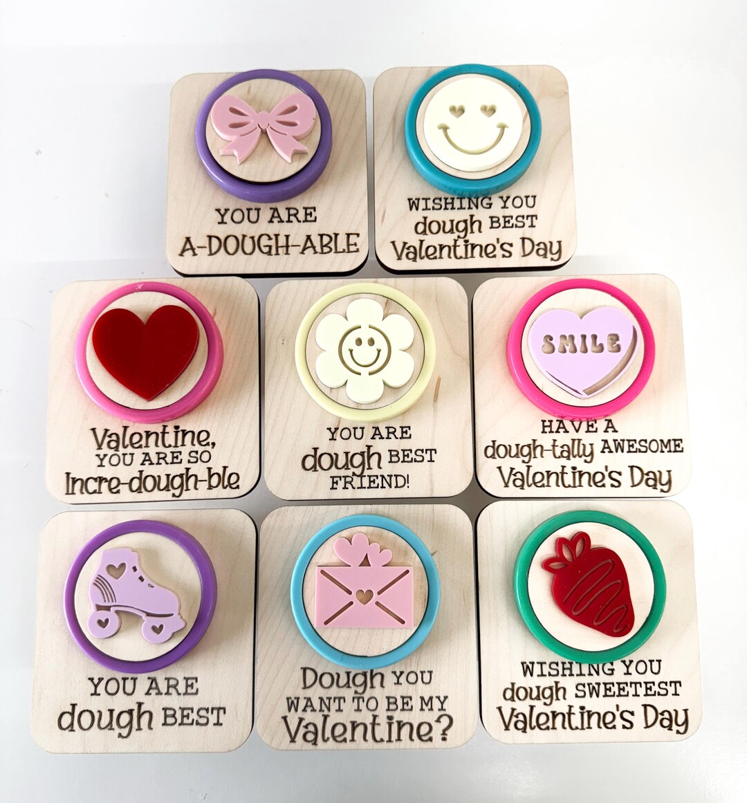 Cute Valentine's Day Play Dough Cards With Shape Stamps Laser Cut File ...