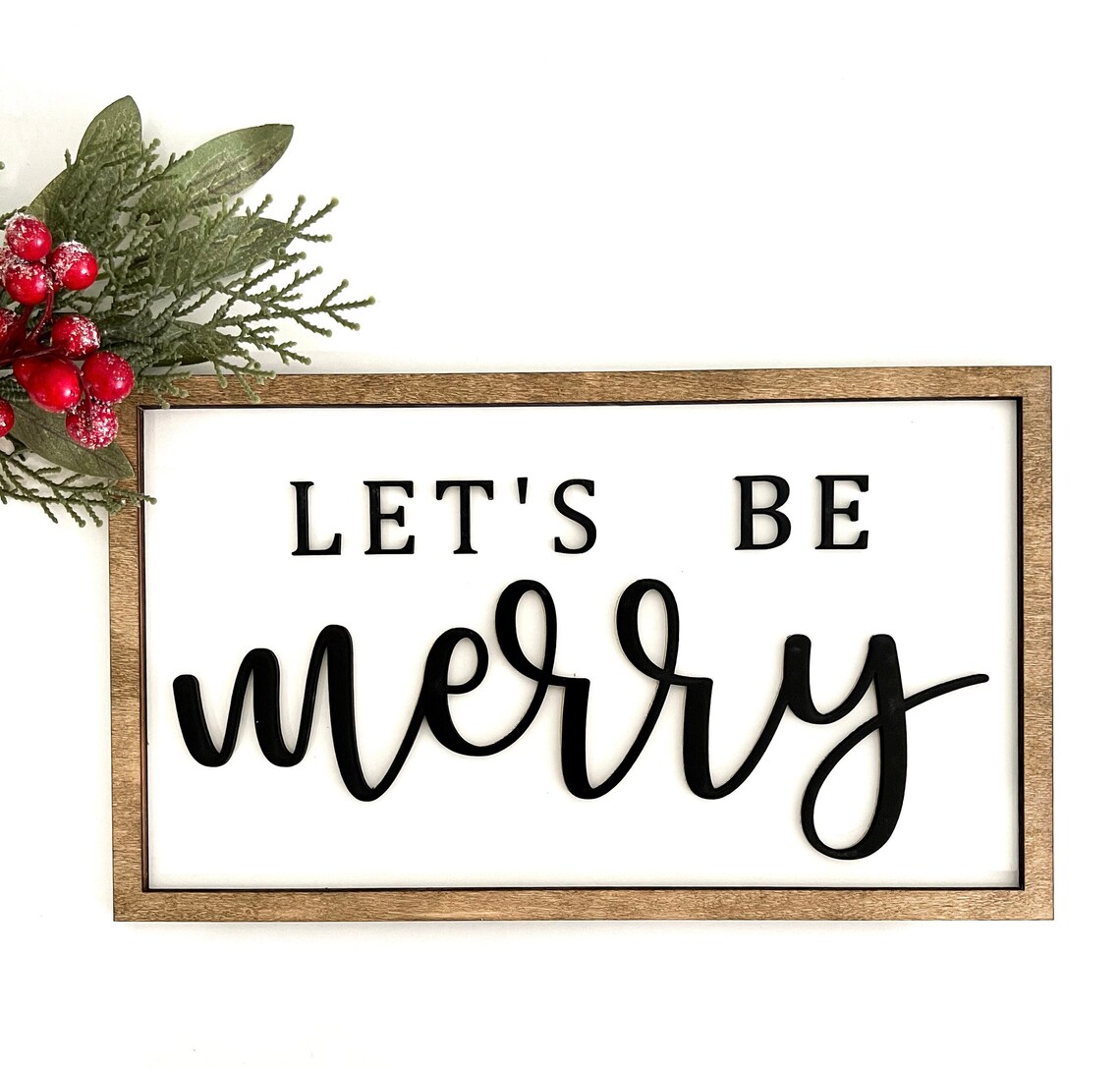 Cute Christmas Mantle Sign Set Laser Cut Digital File | Be Merry ...