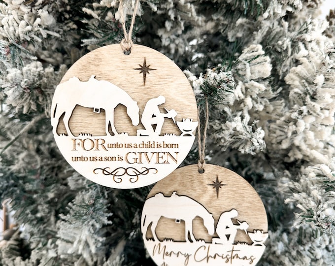 Cowboy Kneeling Nativity Christmas Ornament Laser Cut File | Jesus ...