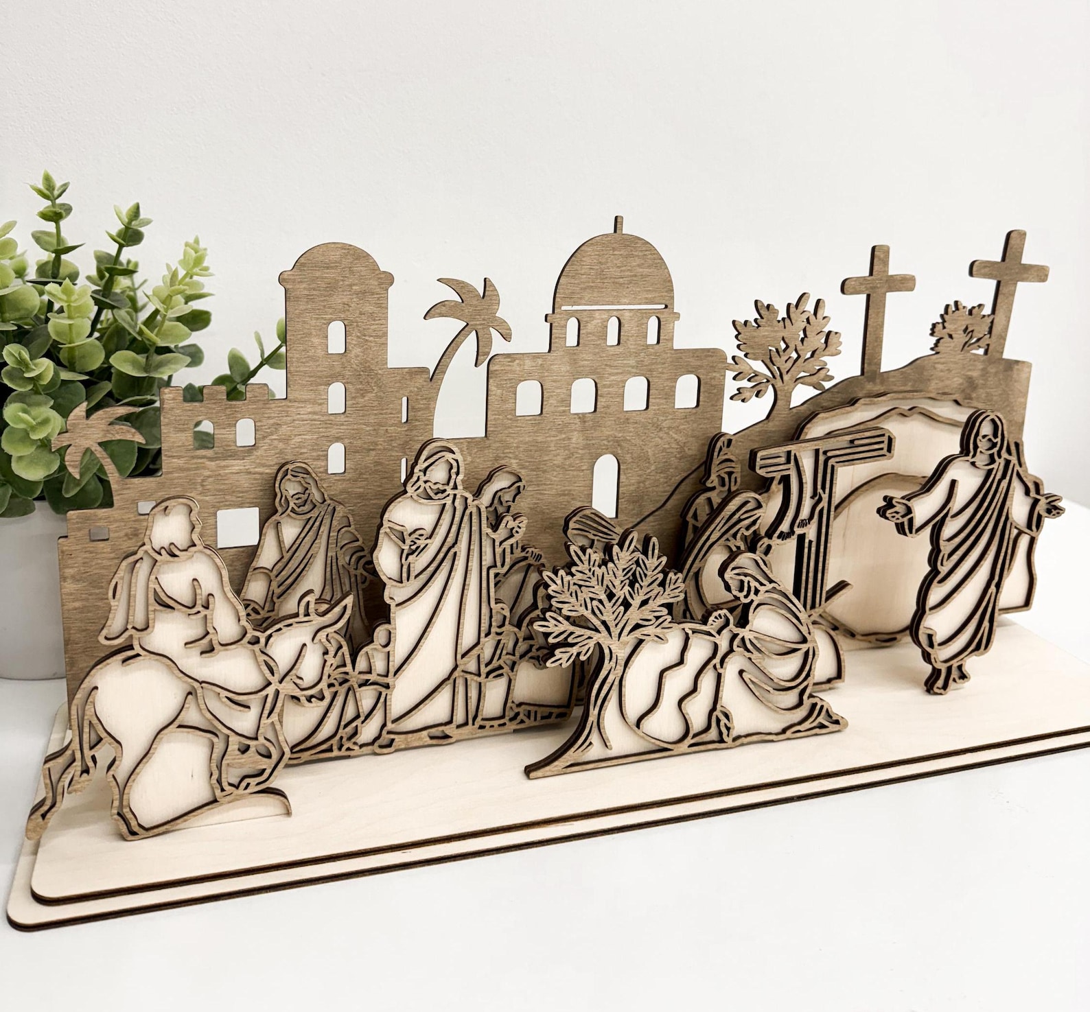 Beautiful Freestanding Holy Week Easter Creche Display W/ Story Cards ...