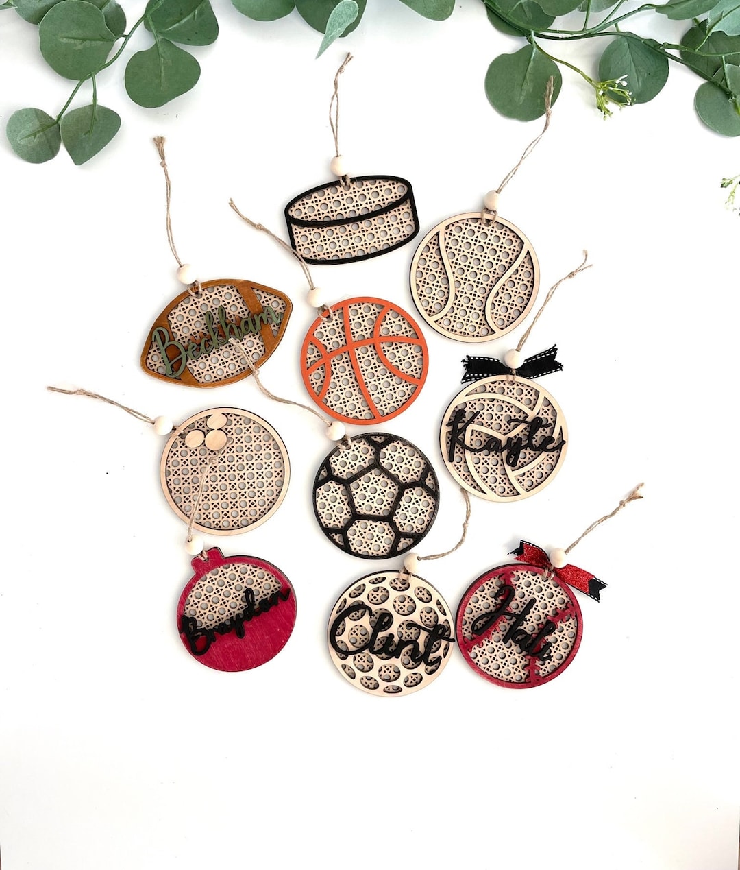 10 Different Rattan Sports Balls Ornament Laser Cut File | Cute Sports ...