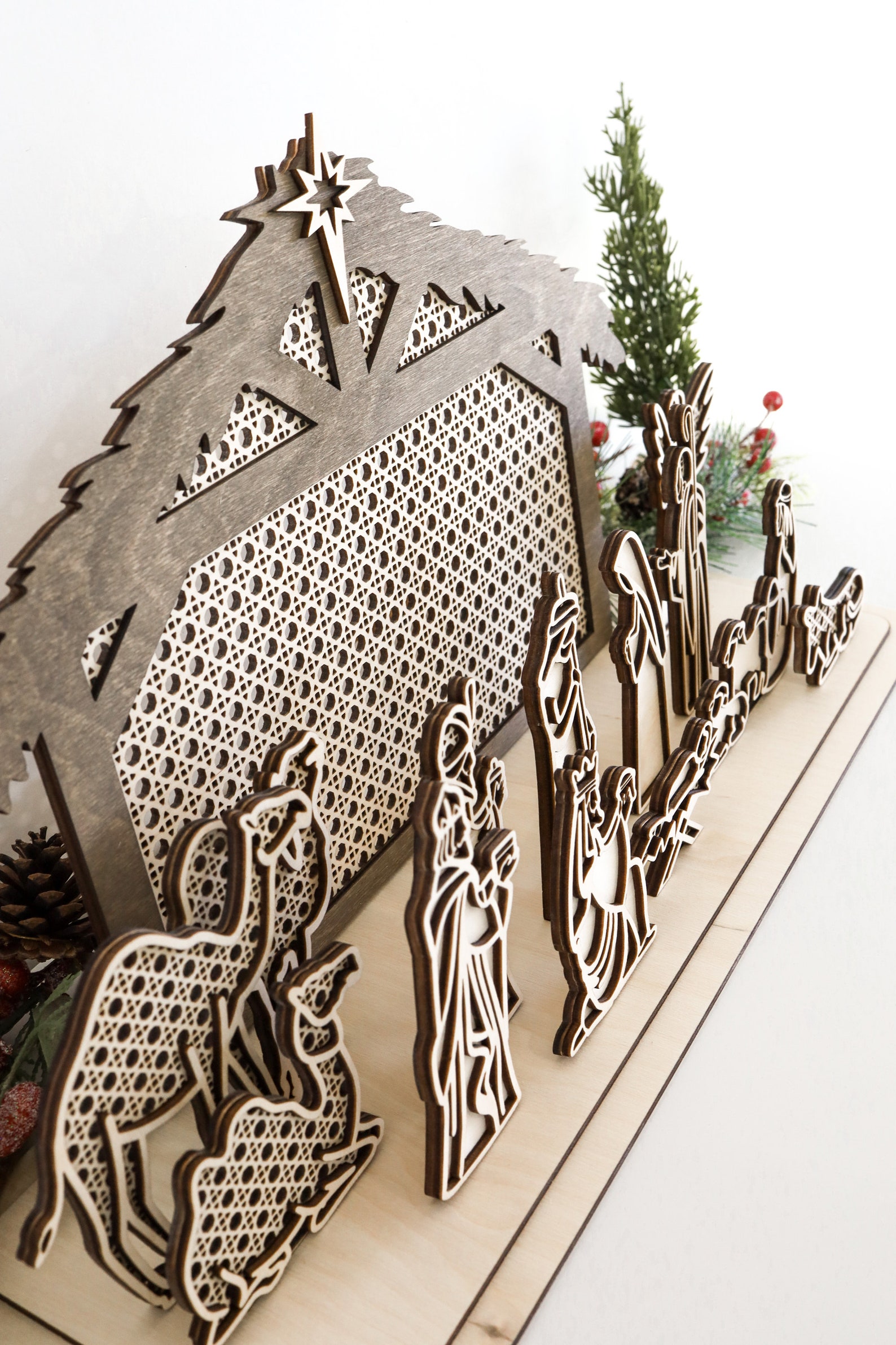 Nativity Laser Cut File Freestanding Rattan Nativity - Etsy