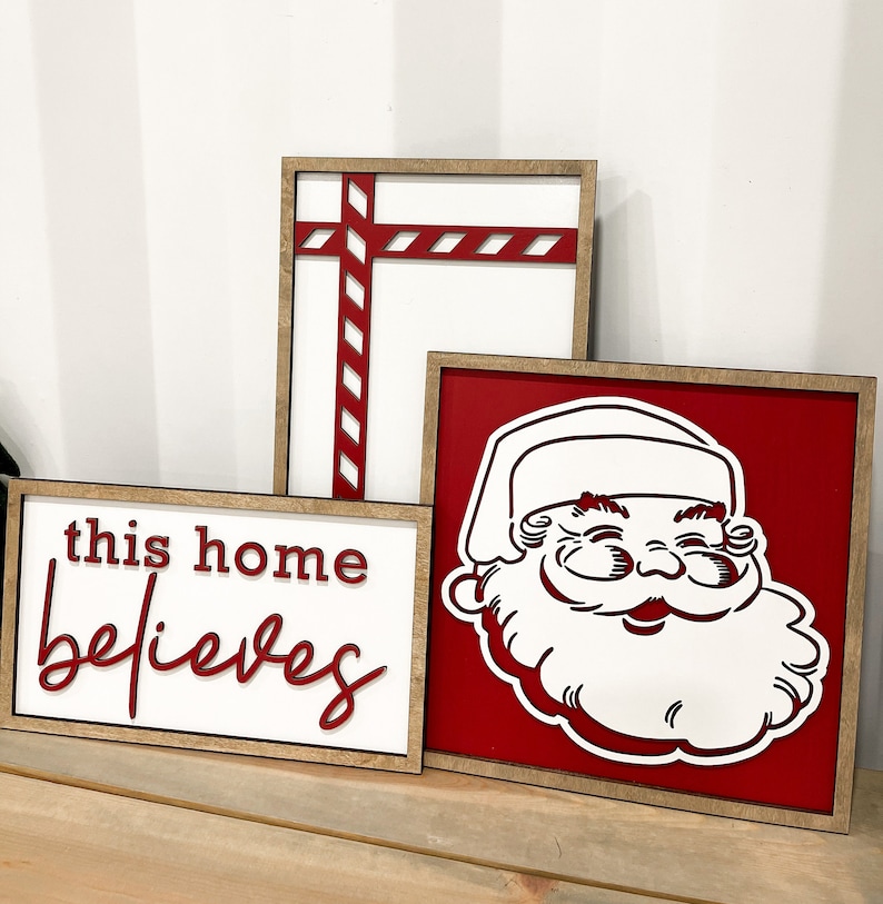 Cute Christmas Santa Mantle 5 Sign Set Laser Cut Digital File - Etsy