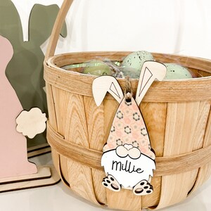 Cute Gnome Easter Bunny Basket Name Tag Laser Cut Digital File | 6 ...