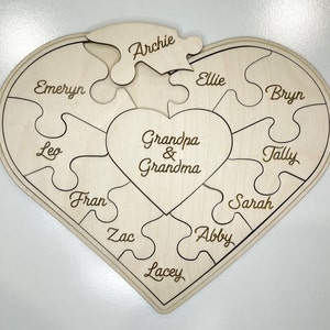 Customizable Family Heart Puzzle With Box and Lid Laser Cut Digital ...