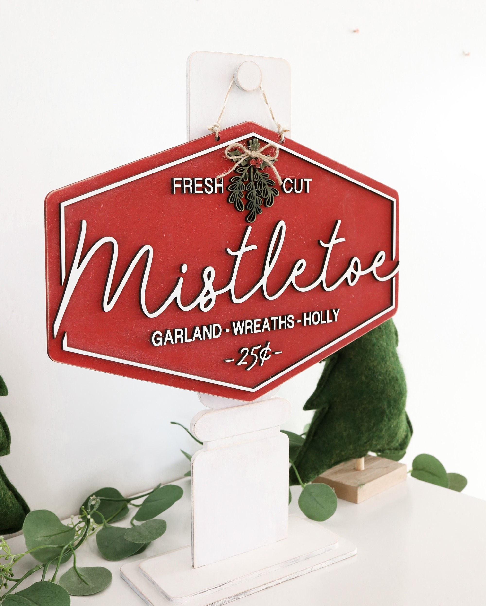 Mistletoe Sign With Vintage Post Stand Laser Cut File Fresh - Etsy
