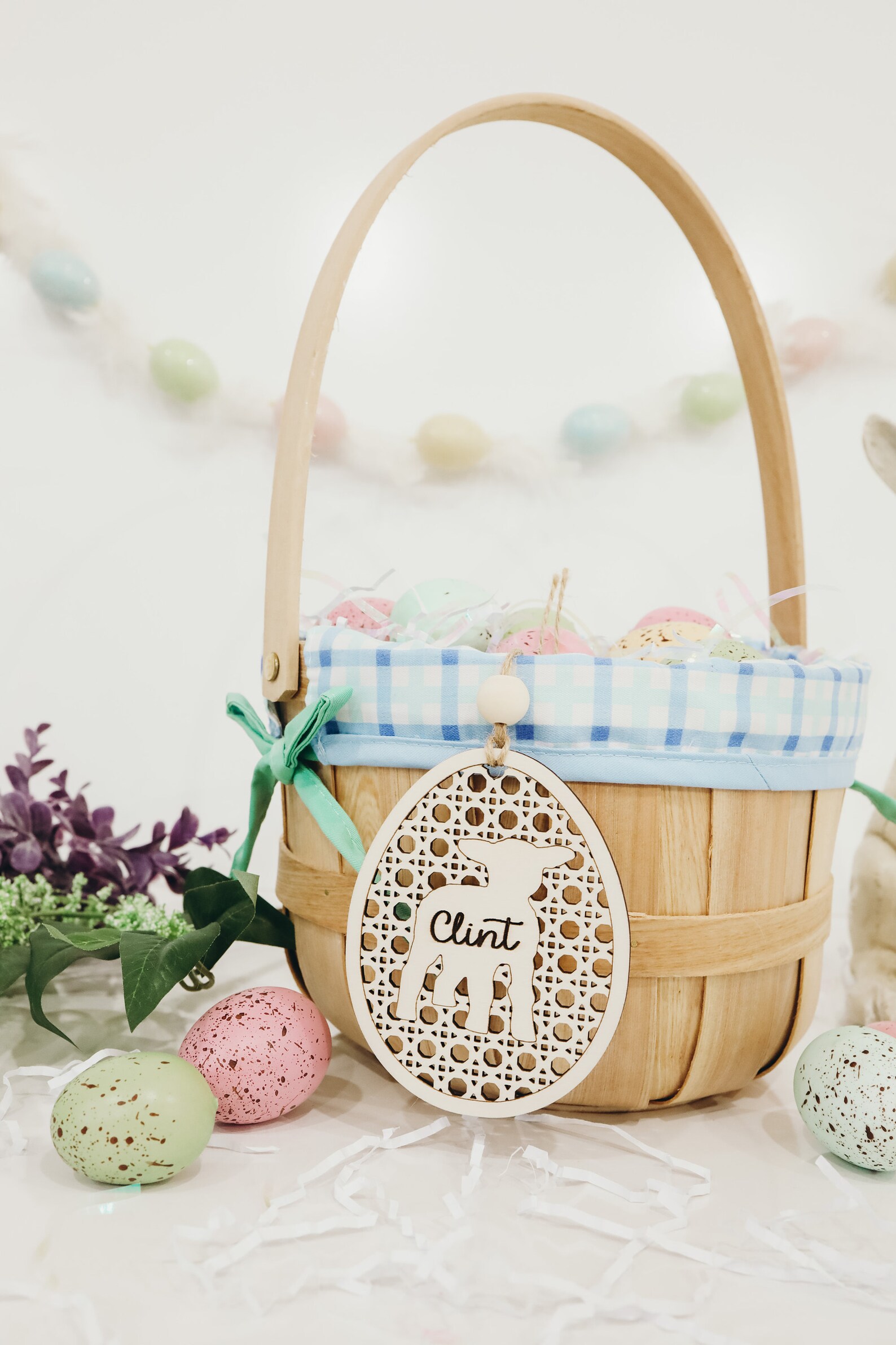 Laser Cut File Rattan Easter Basket Name Tags Customizable | Etsy