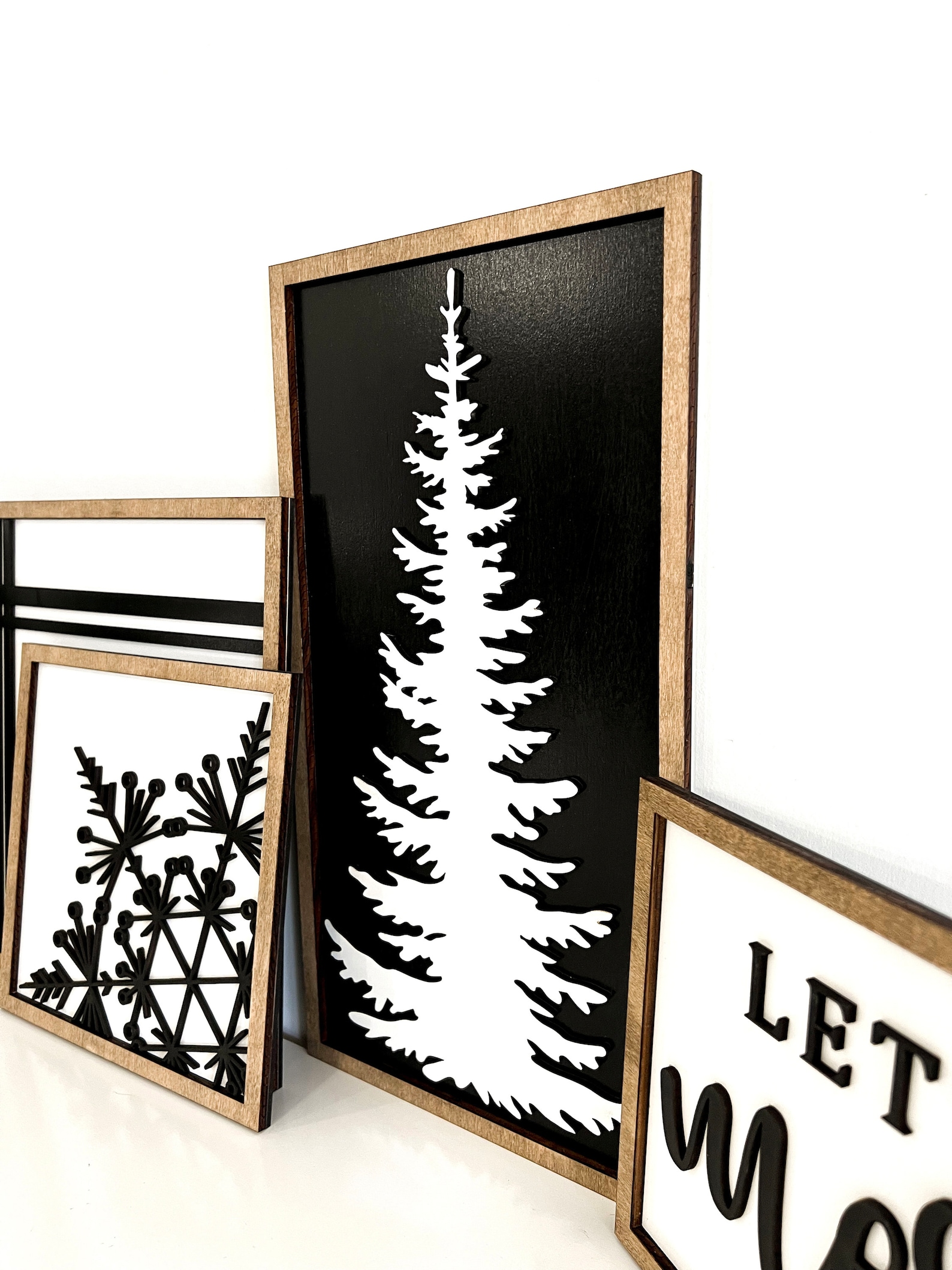 Cute Christmas Mantle Sign Set Laser Cut Digital File | Be Merry ...