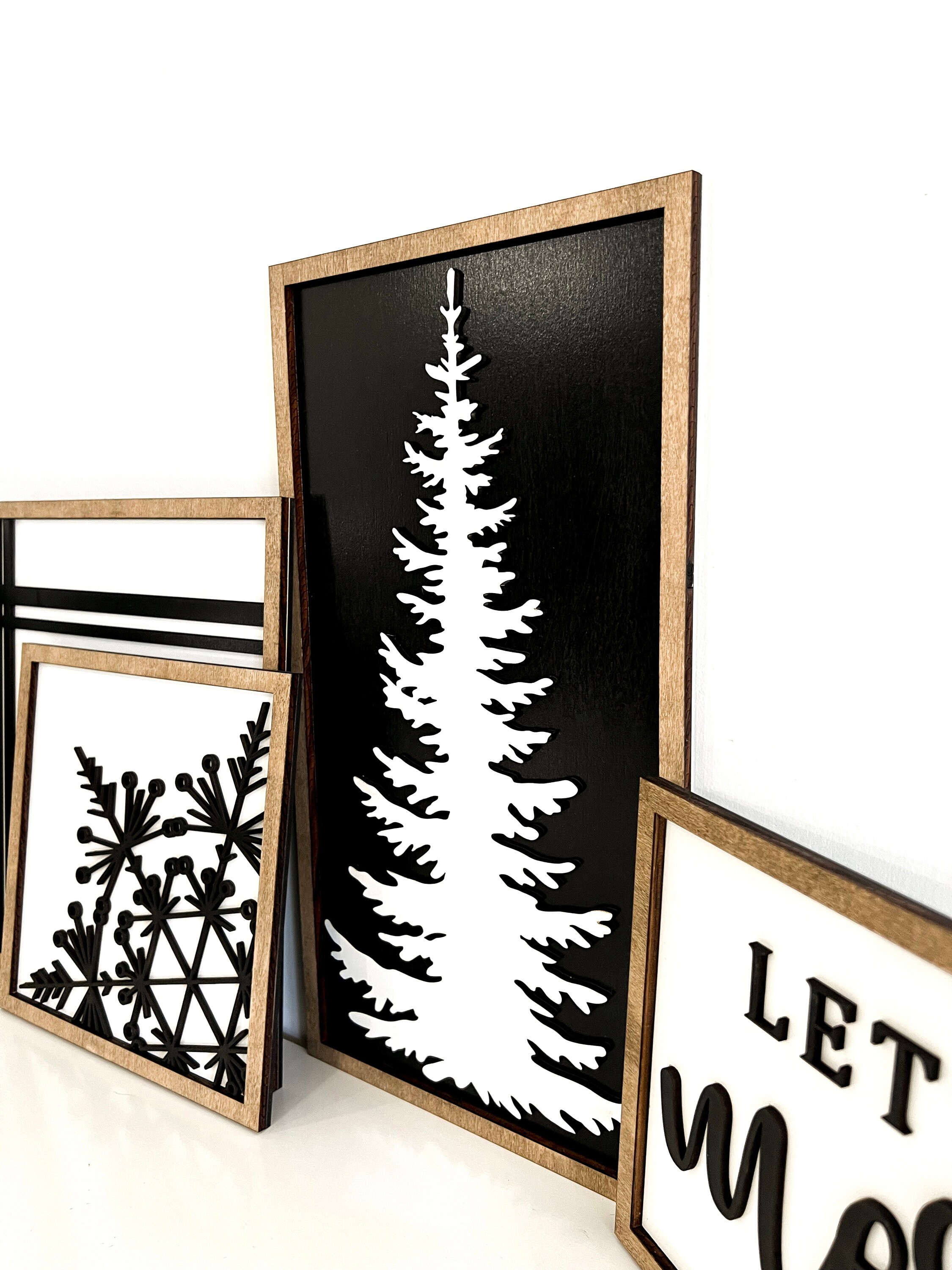 Cute Christmas Mantle Sign Set Laser Cut Digital File Be - Etsy
