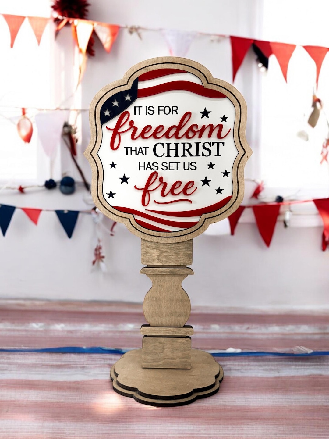 Vintage "it is for Freedom That Christ Has Set Us Free" Patriotic 4th ...