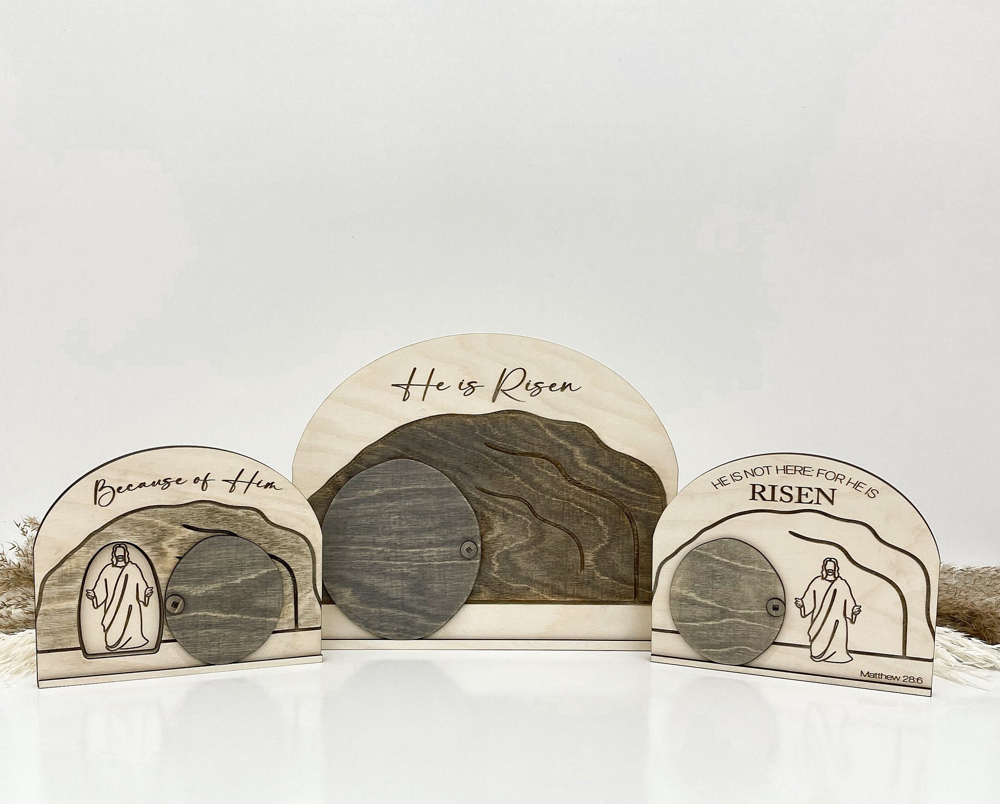 Beautiful Freestanding Jesus Christ "because of Him", "he is Risen ...