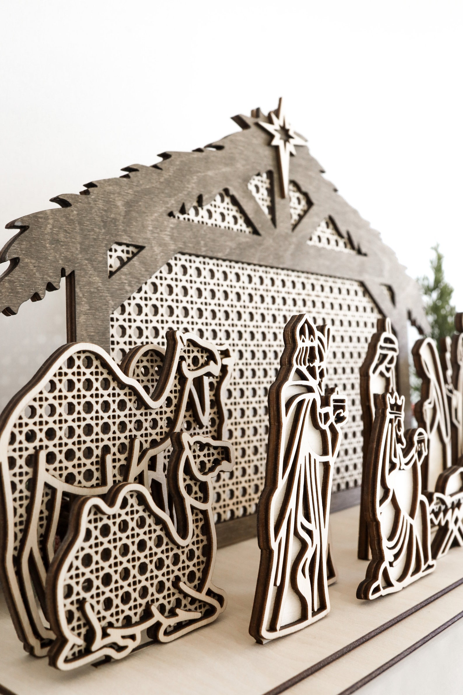 Nativity Laser Cut File Freestanding Rattan Nativity - Etsy