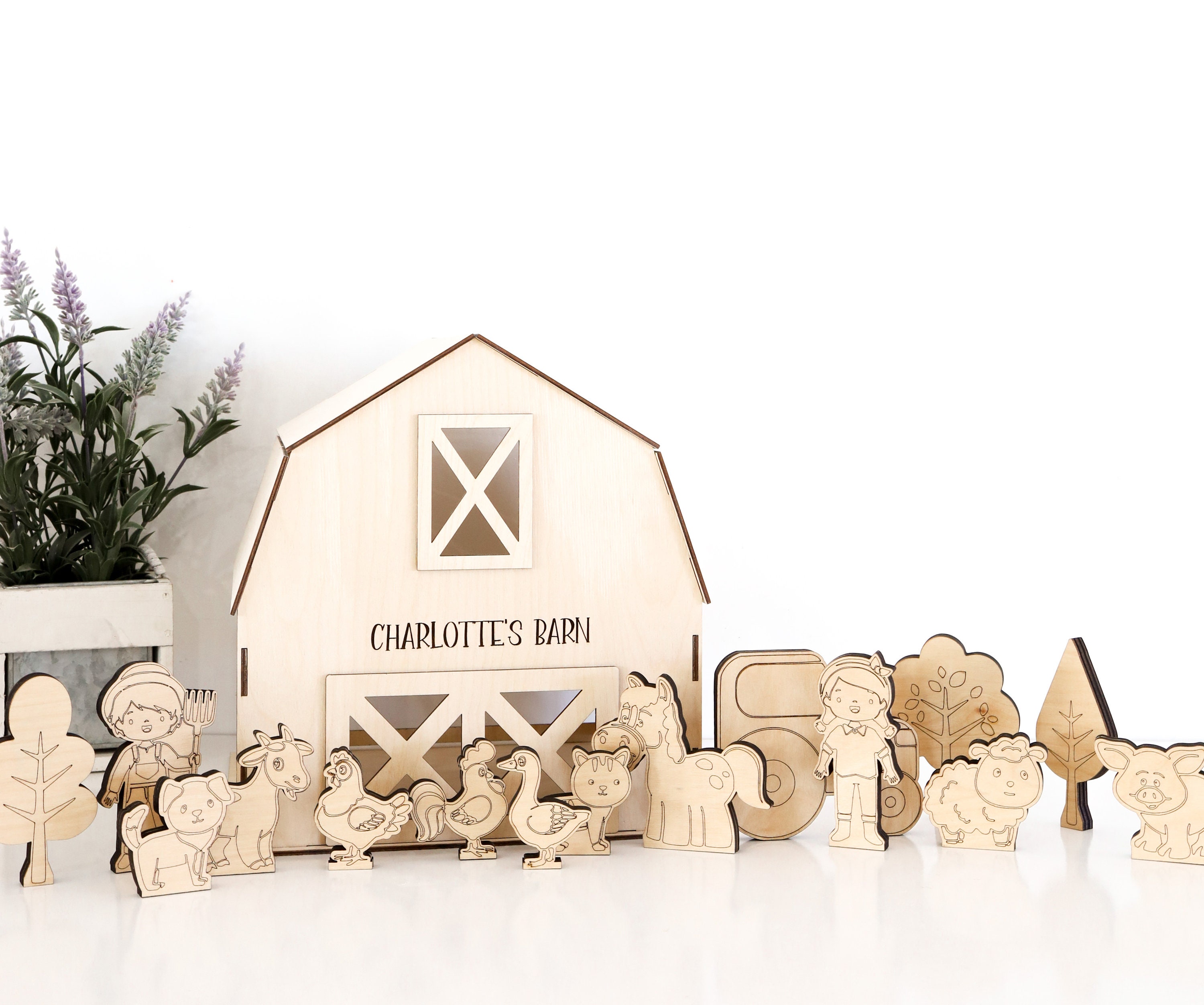 Laser Cut File | Super Cute Wood Toy Barn With Barn Yard Animals and ...