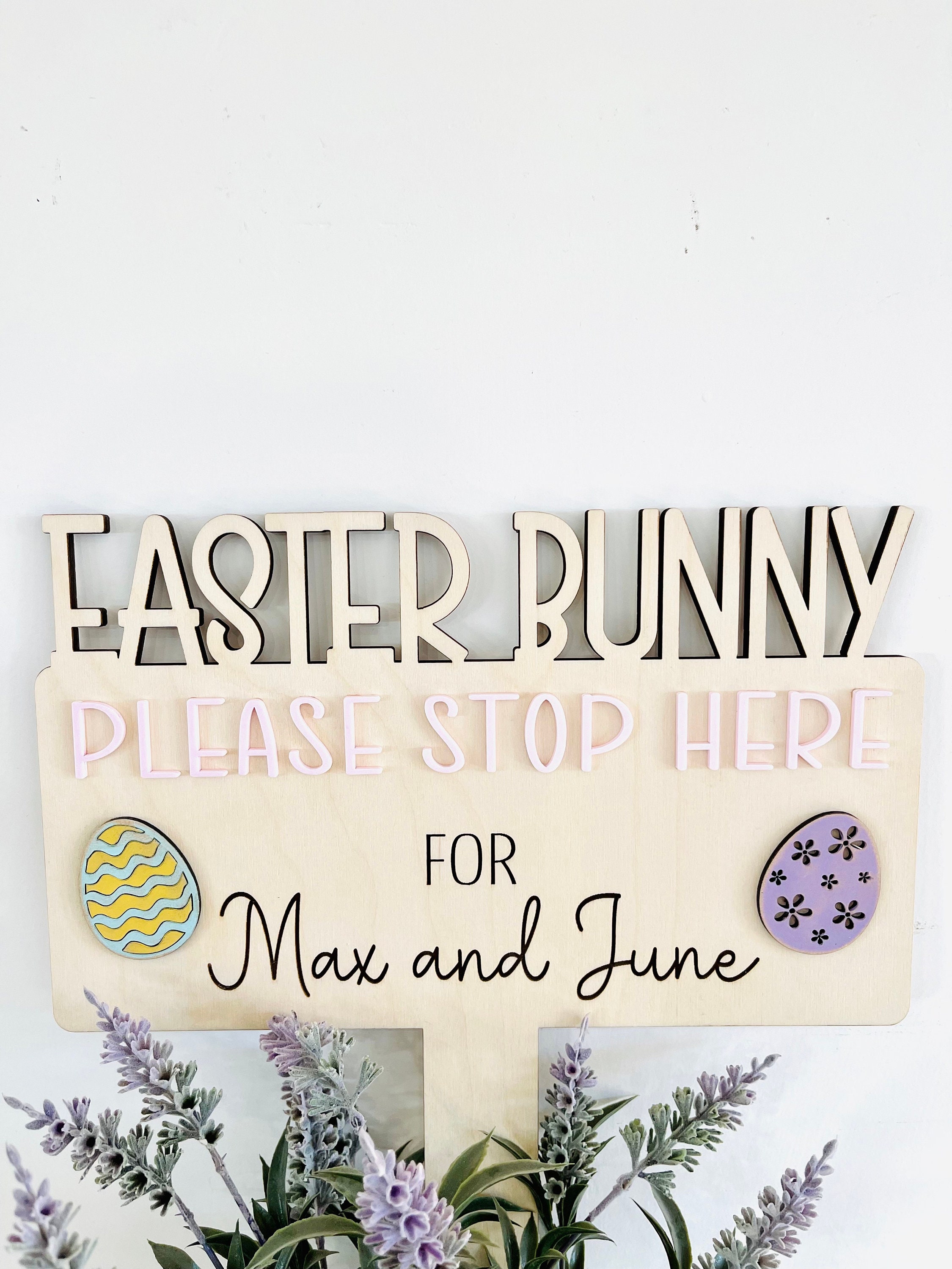 Laser Cut File Customizable Easter Sign Easter Bunny Stop | Etsy