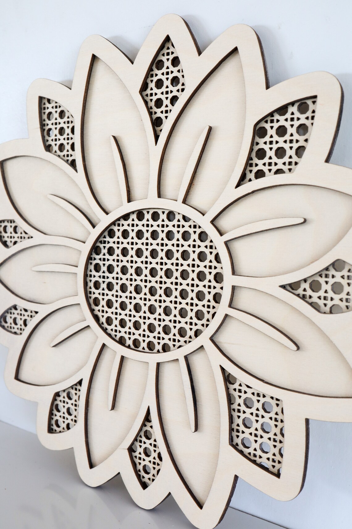 Laser Cut Digital File | Rattan Sunflower SVG | Boho Sunflower | Rattan ...