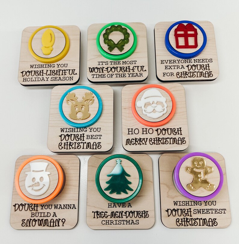Cute Christmas Holiday Play Dough Cards With Shape Stamps Laser Cut ...
