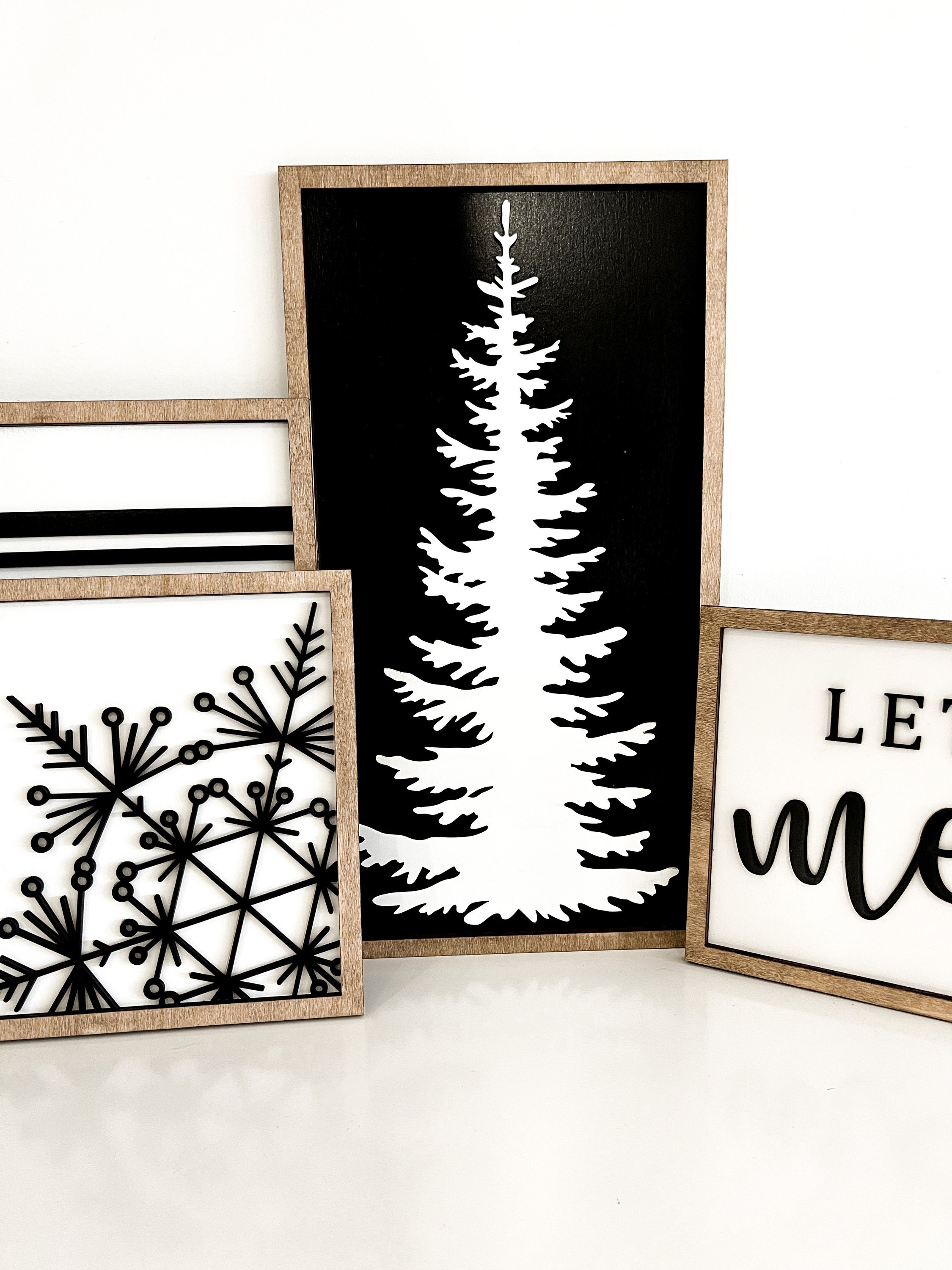 Cute Christmas Mantle Sign Set Laser Cut Digital File Be - Etsy