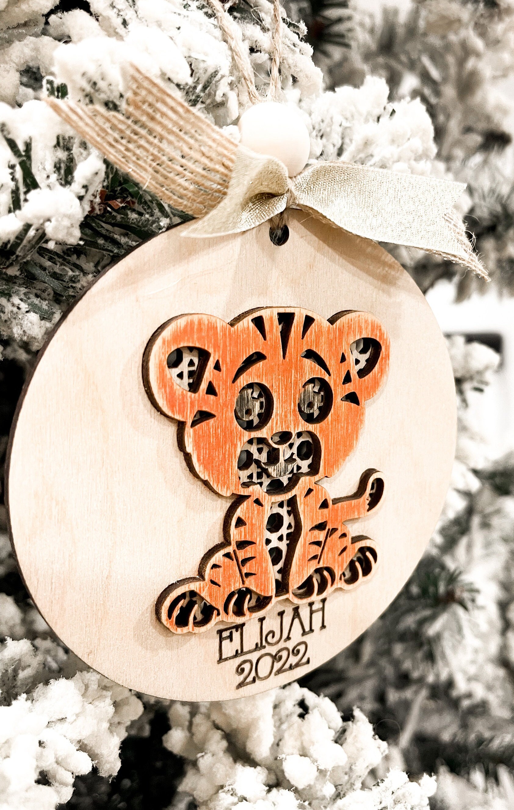 Customizable Rattan Animal First Christmas (or Any Christmas) Ornaments ...