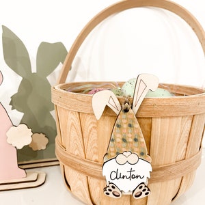 Cute Gnome Easter Bunny Basket Name Tag Laser Cut Digital File | 6 ...