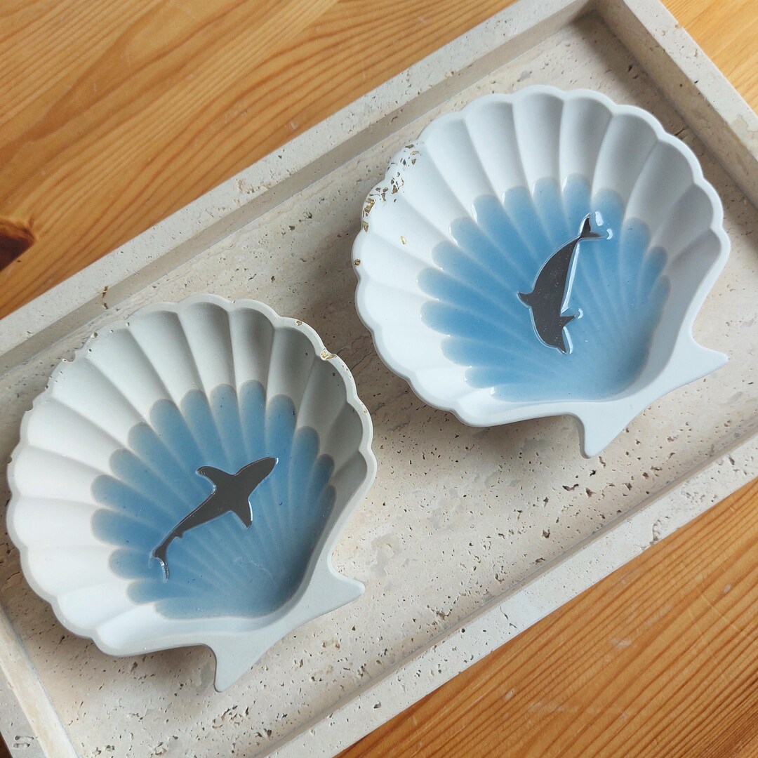 Shell Jewelry Bowl Raysin With Epoxy Resin Fish Dolphins - Etsy