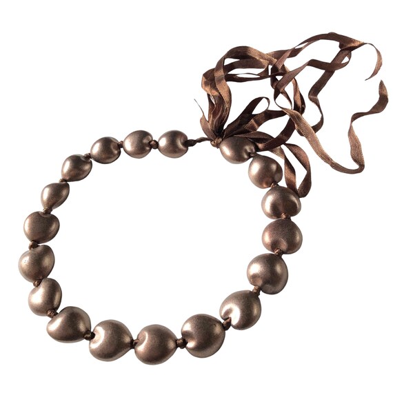 Chunky Pearlised Bronze Puffed Heart Acrylic Bead Han… - Gem