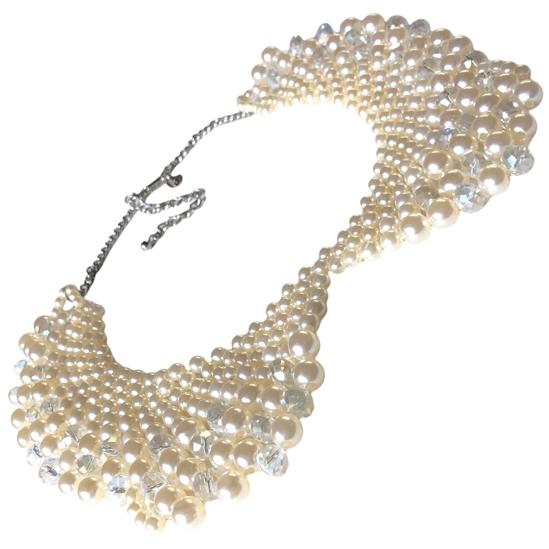 Vintage Faux Pearl & Aurora Borealis Collar Necklace by Marks and ...