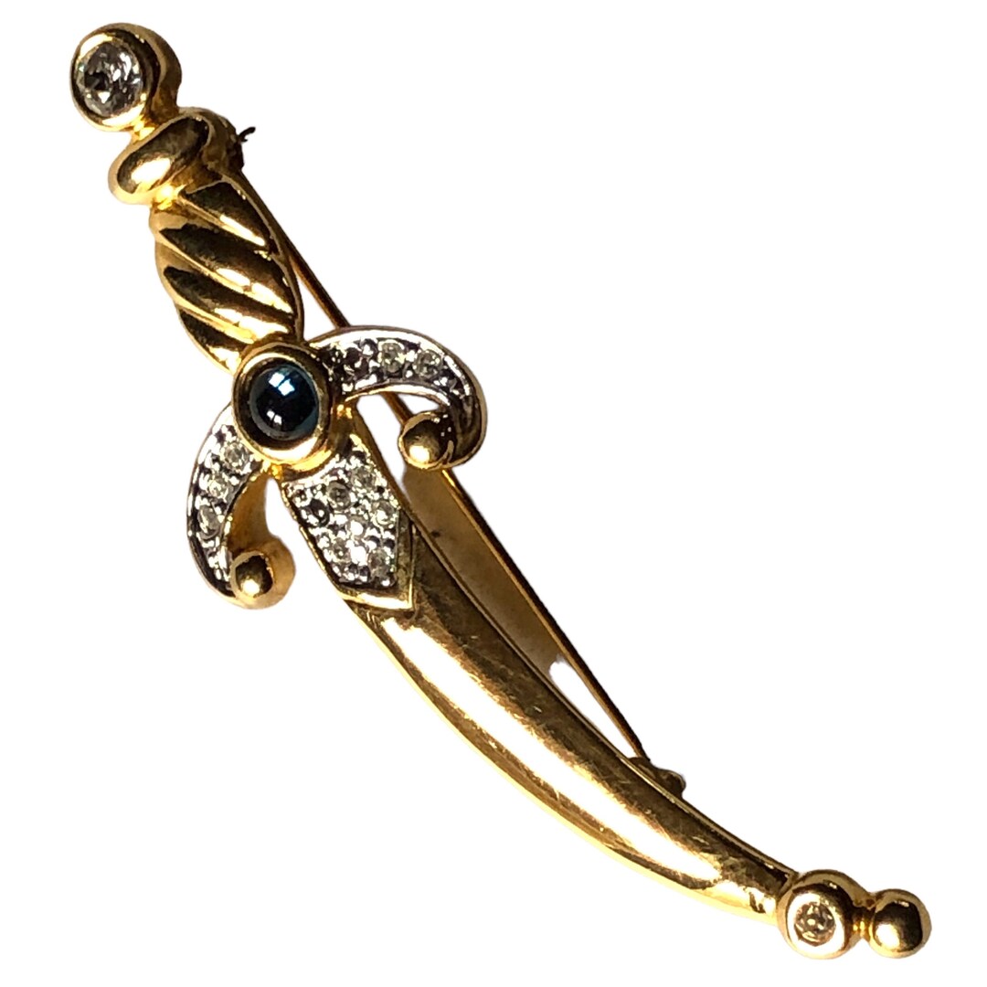 Faux Sapphire & Diamond Crystal Gold Plated Sabre Brooch - Etsy
