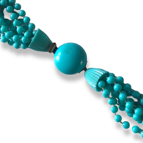 Multi Strand Faux Turquoise Plastic Bead Necklace Mid Century Costume Jewellery Necklace Vintage Necklaces UK Preloved Fashion Jewellery Etsy Ireland