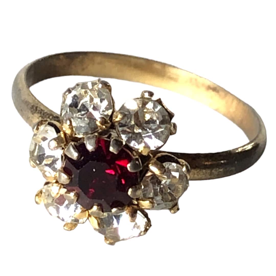 Vintage Gold Plated Cluster Proposal Ring, Temporary Engagement Ring ...