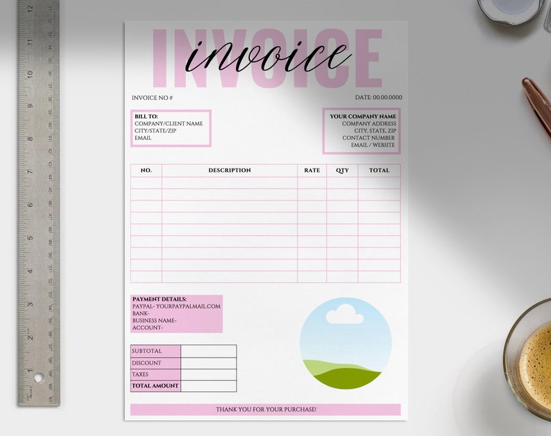 Invoice Template Modern Invoice Instant Download Printable - Etsy