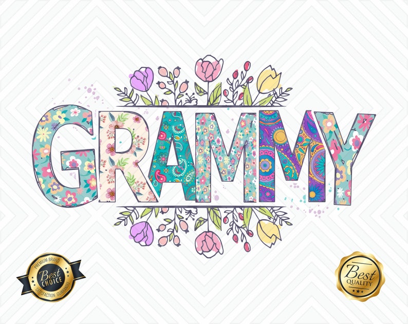 Floral Grammy PNG: Sublimation Design for Mug or T-shirt (digital ...