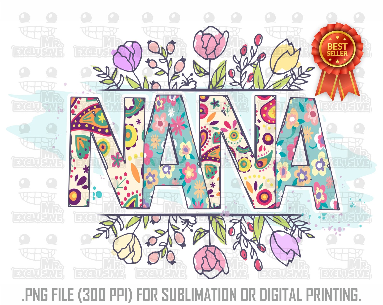 Nana Digital 300 DPI Image for Instant Download With Flowers - Etsy