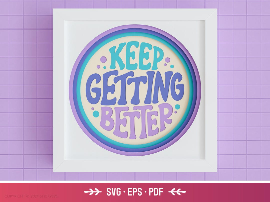 3D Keep Getting Better Shadow Box - Retro SVG, Uplifting Quote, Layered ...