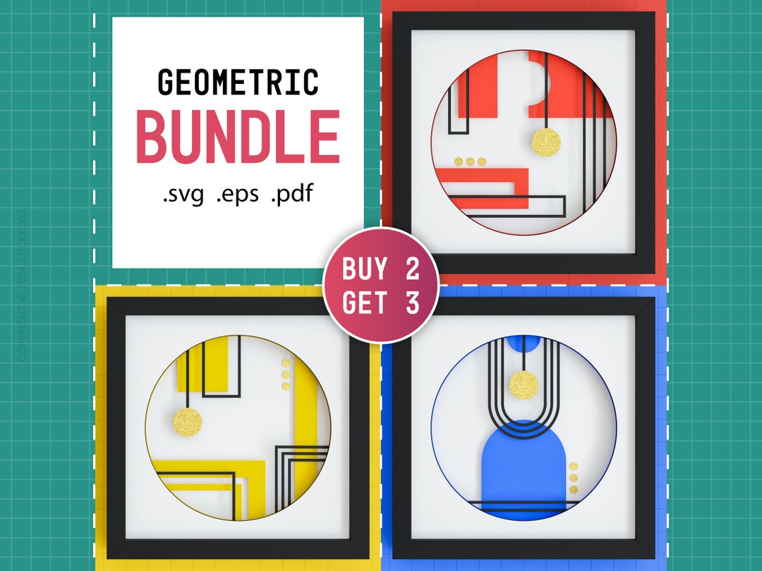 3D Abstract Shadow Box Bundle SVG - Modern Decor, Geometric, Retro ...