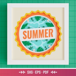 3D Summer Shadow Box Bundle - Beach SVG, Hello Summer, Layered Paper ...