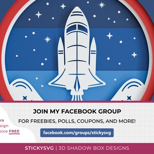 3D Space Rocket Shadow Box SVG Reach for the Stars, Layered Paper Art ...