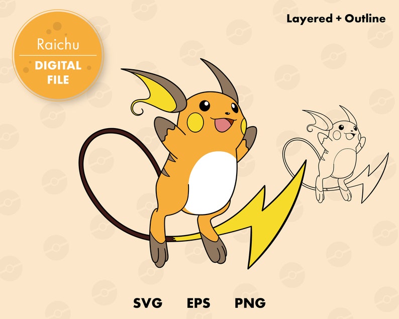 Raichu Pokemon Fichier coupé SVG Modèle numérique | Etsy