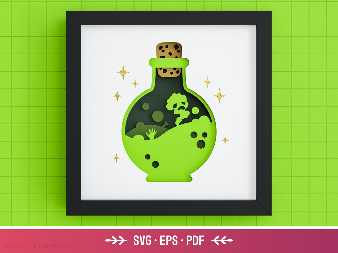 Poison Bottle Shadow Box SVG - Potion, Witch's Brew, Layered Paper Art ...