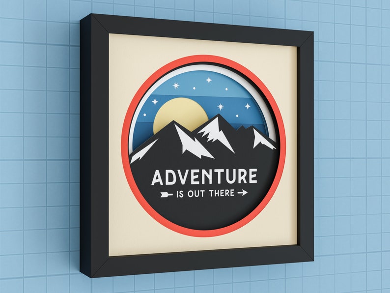 3D Adventure Shadow Box SVG - Explore SVG, Mountains, Hiking, Scouts ...