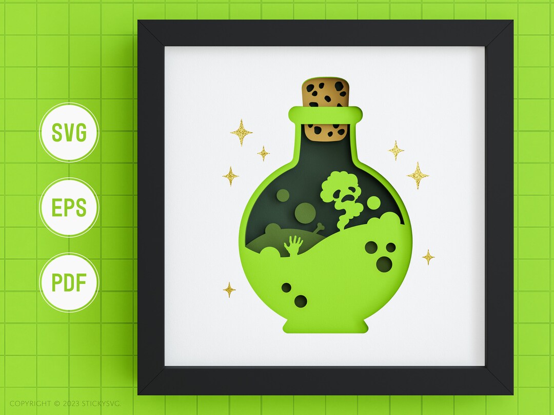 Poison Bottle Shadow Box SVG Halloween, Ghoul, Potion, Witch's Brew ...