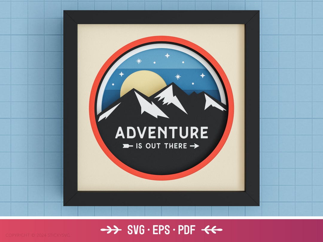 3D Adventure Shadow Box SVG - Explore SVG, Mountains, Hiking, Scouts ...