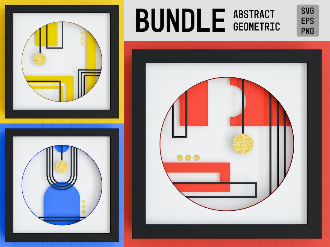 3D Abstract Shadow Box Bundle SVG Modern Decor Geometric - Etsy